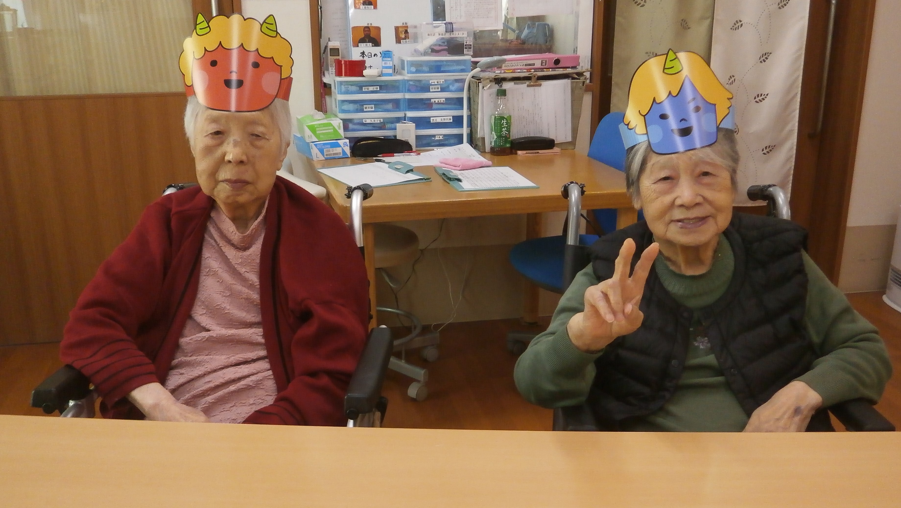 2/3 2F豆まき！今年はおばちゃん鬼さん！ガオ～！退治してね！｜スタッフブログ｜ALSOK介護株式会社